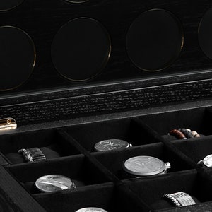 Black Oak Wooden Watch Box, Birthday Gift Watch Cabinet, Luxury Watch ...
