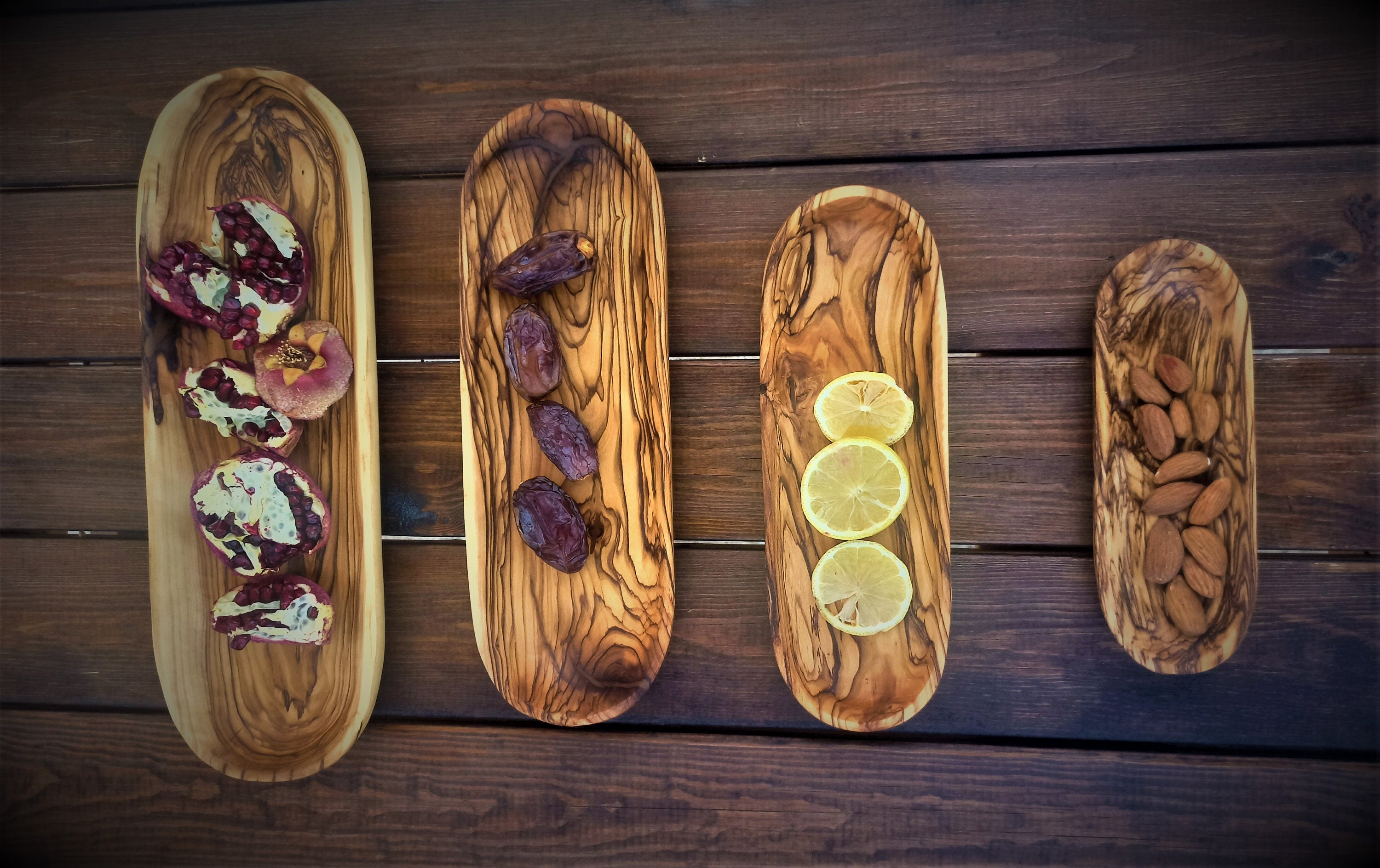 PALESTINIAN OLIVE WOOD Plates Set of 4 Olive Wood Plates | Etsy