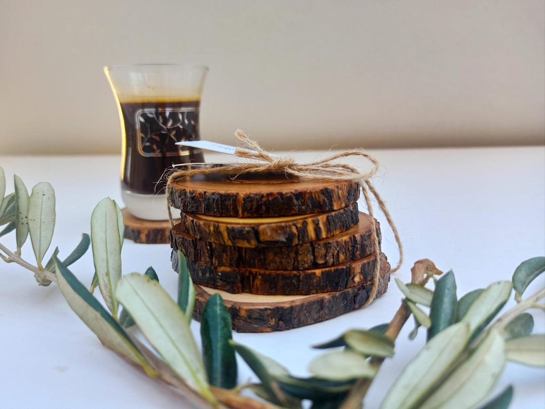 PALESTINIAN OLIVE WOOD Coasters / Rustic Coaster Set / Decorative ...