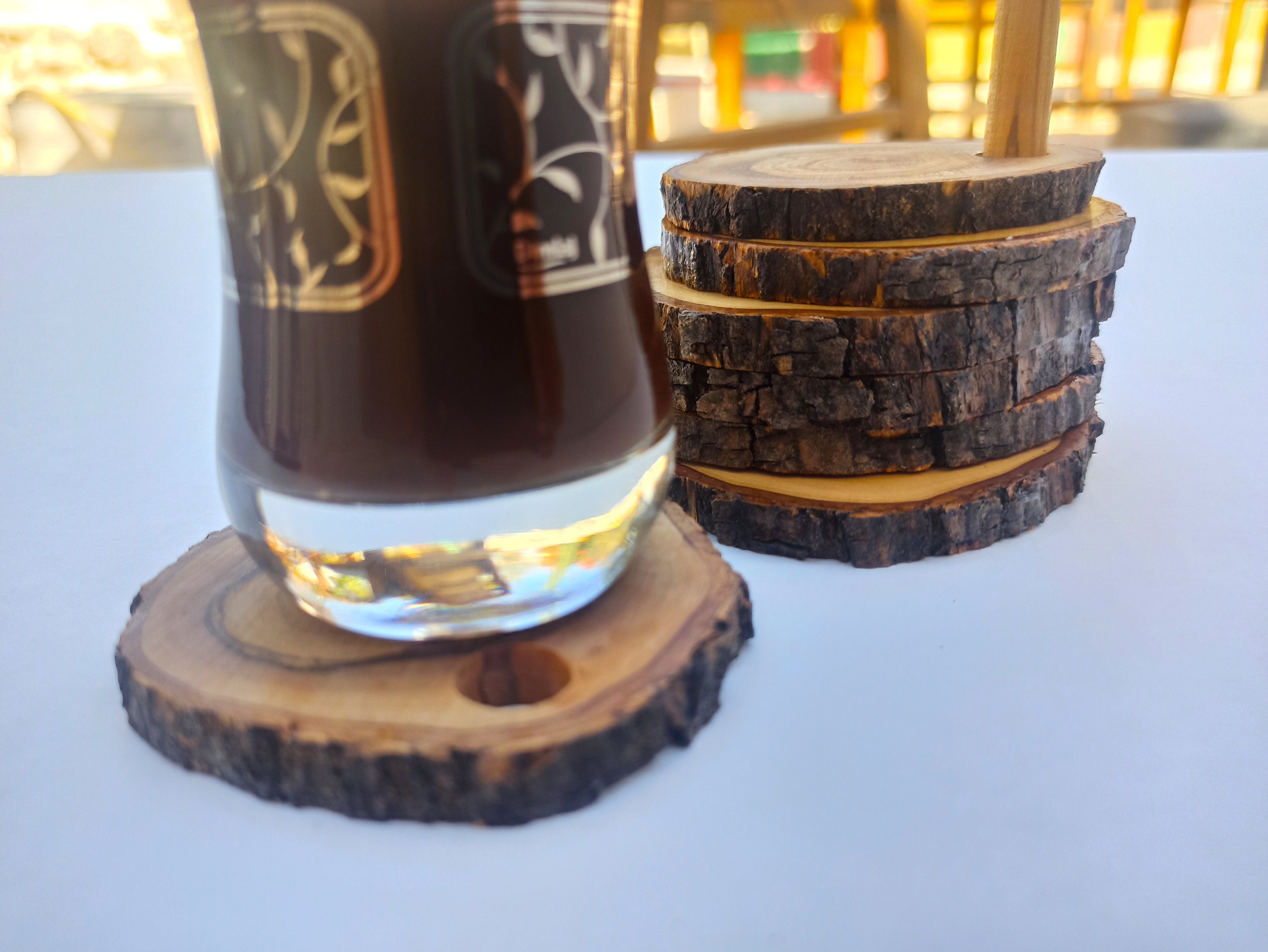 PALESTINIAN OLIVE WOOD Coasters / Rustic Coaster Set / - Etsy