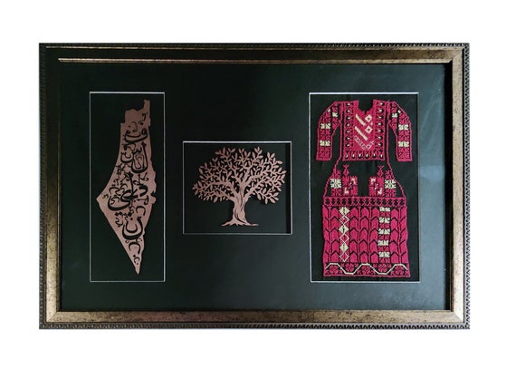 PALESTINIAN ART Palestine Map Décor Palestinian Embroidery | Etsy