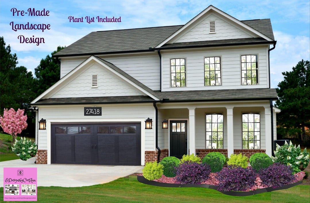 Pre-made Landscape Design|curb Appeal|plant List - Etsy