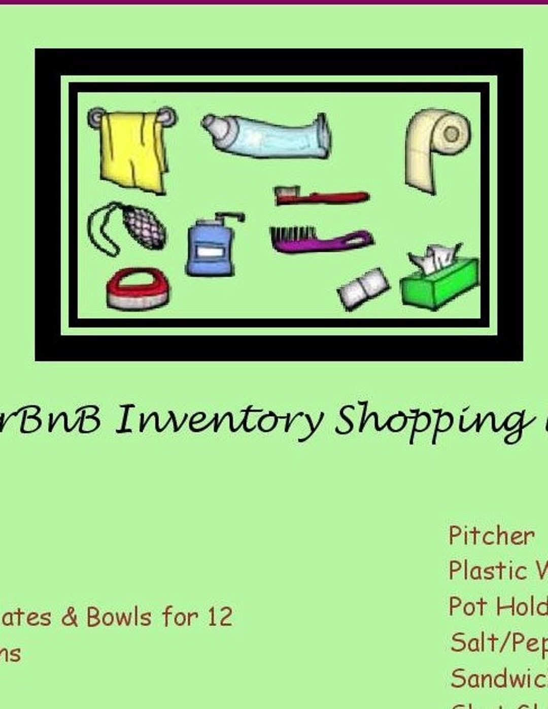 Airbnb Clickable Shopping List - Etsy