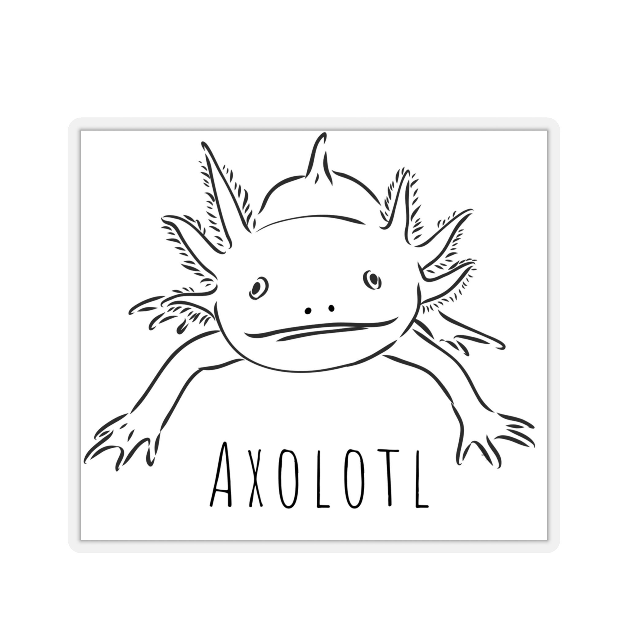 Axolotl Sticker - Axolotl Doodle Sticker - Plain White Axolotl Sticker ...