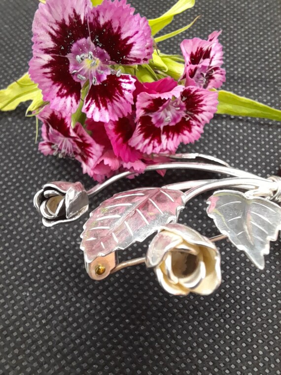 Vintage John Lauritzen Sterling Silver Rose Brooch 19… - Gem