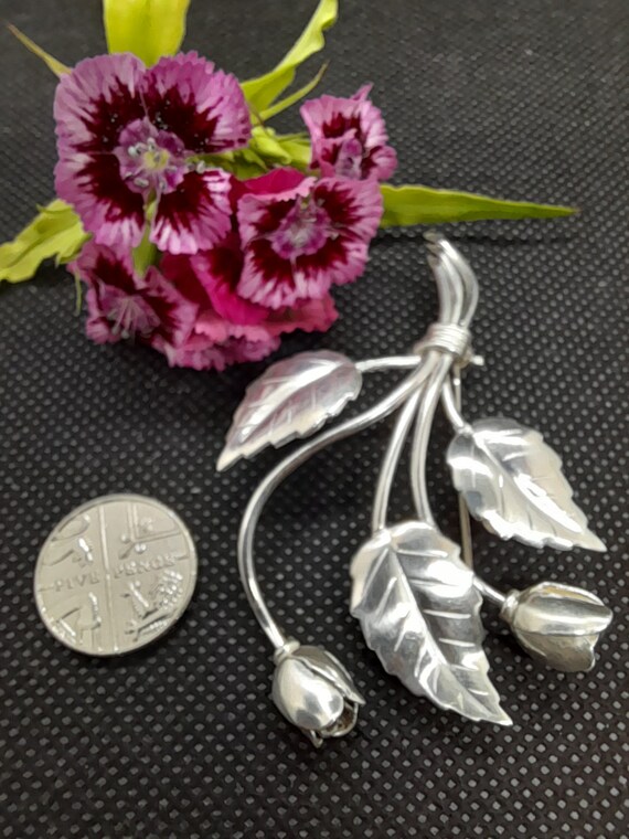 Vintage John Lauritzen Sterling Silver Rose Brooch 19… - Gem