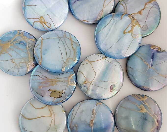 Mixed Blue Shell Disc Beads, Disc Beads - Etsy