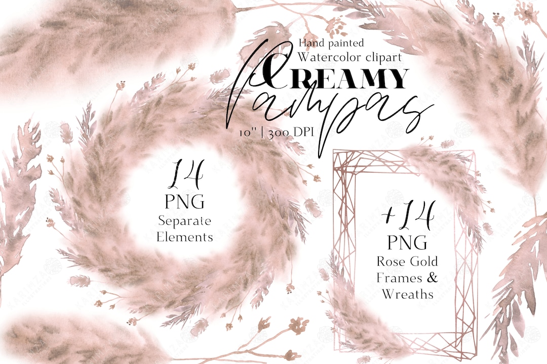 Pampas Grass Clipart Dry Flowers Png Clipart Creamy Pampas Etsy Israel