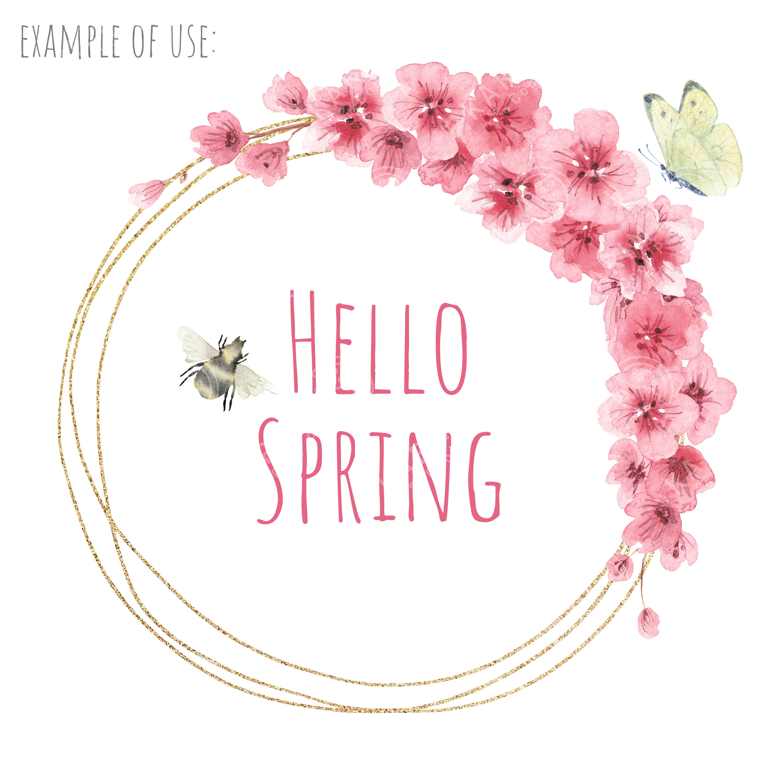 Spring Floral Clipart Flower Wreath Clipart Watercolor - Etsy