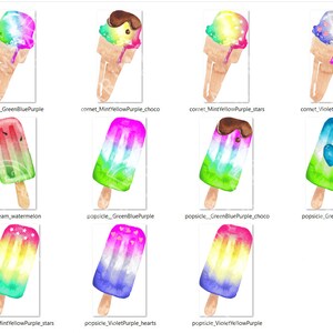 Summer Clipart, Watercolor Popsicle Clip Art, Ice Cream Clipart - Etsy