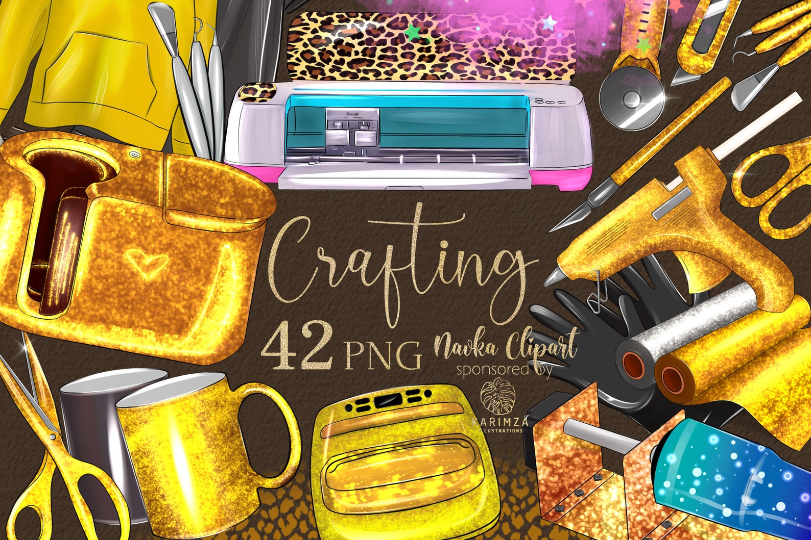 Crafting Clipart by Navka, Crafting Png, Cricut Machine PNG GOLD ...