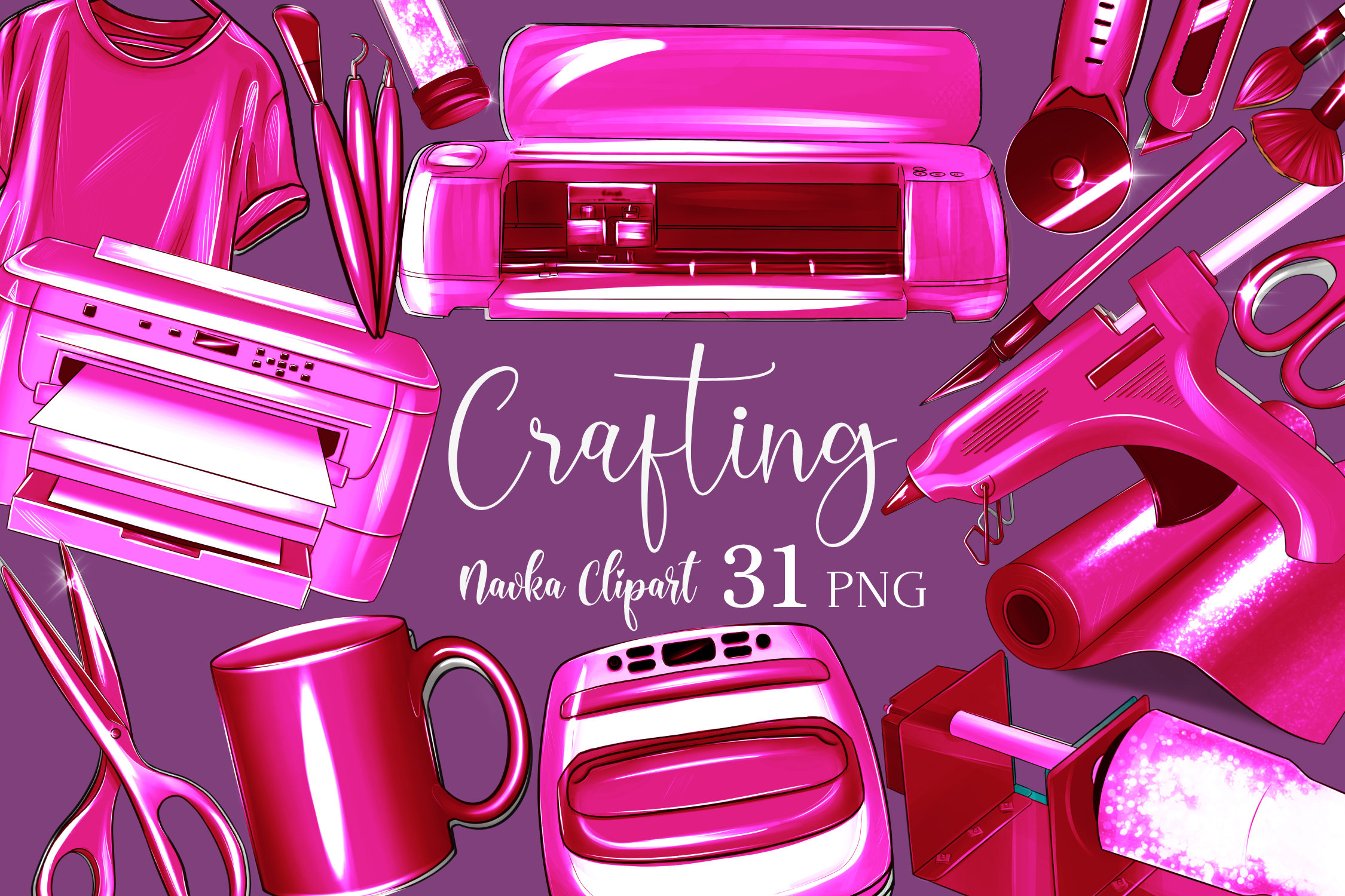 Crafting Clipart by Navka Craft Png PINK Cricut Machine PNG - Etsy