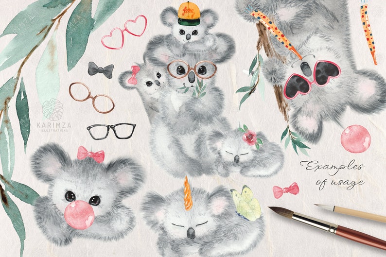 Watercolor Koala PNG Clipart Baby Shower Invitation Boy Girl - Etsy