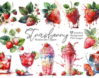 Strawberry Watercolor Clipart, Berry Clip Art, Summer Strawberry ...