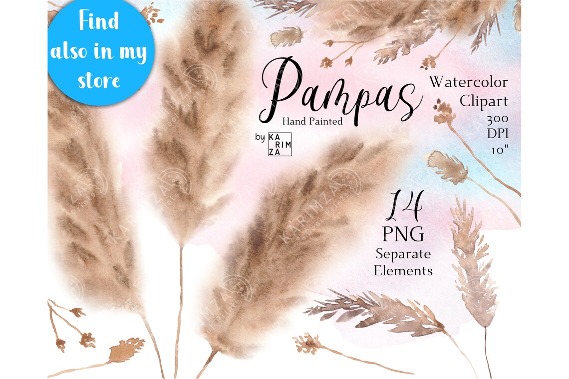 Pampas Grass Clipart Rose Gold Polygonal Frame Clip Art Boho - Etsy