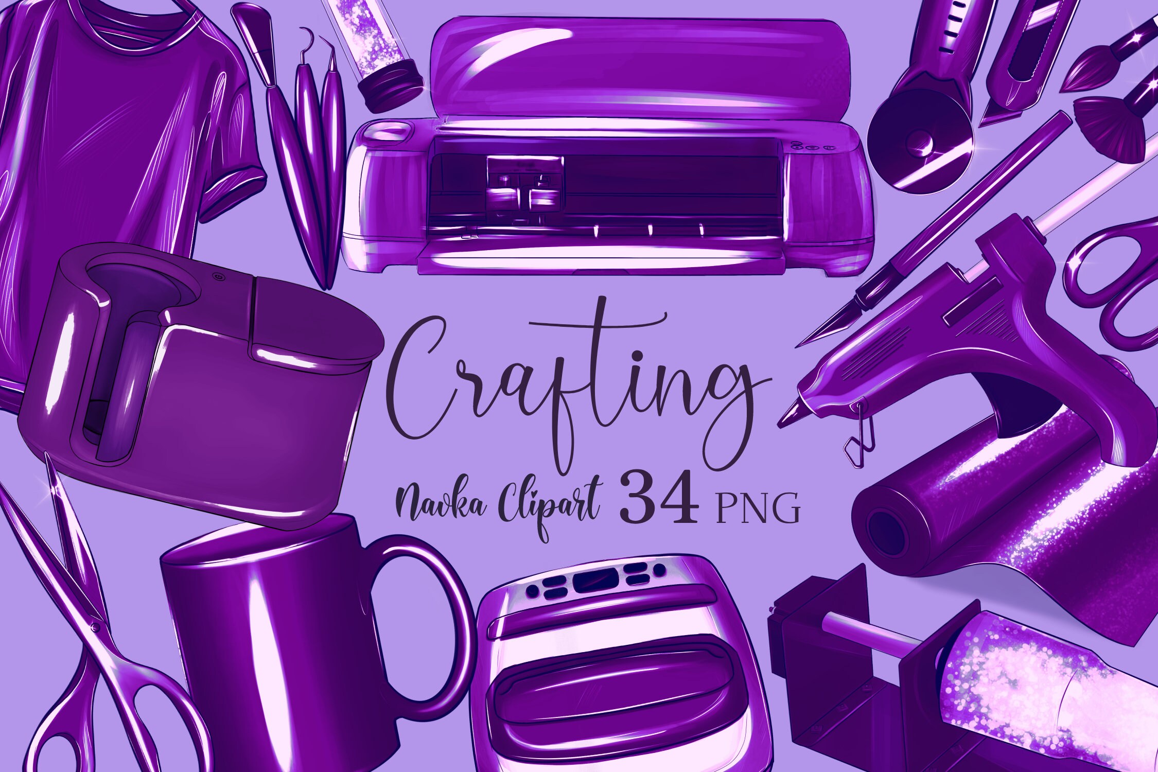 Craft Clipart by Navka Dark Purple, Cricut Machine PNG Lilac Color ...