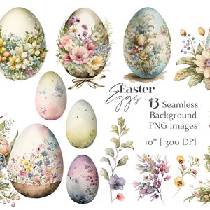 Watercolor Easter Eggs Clipart, Easter Egg PNG, Eggs With Flowers ...