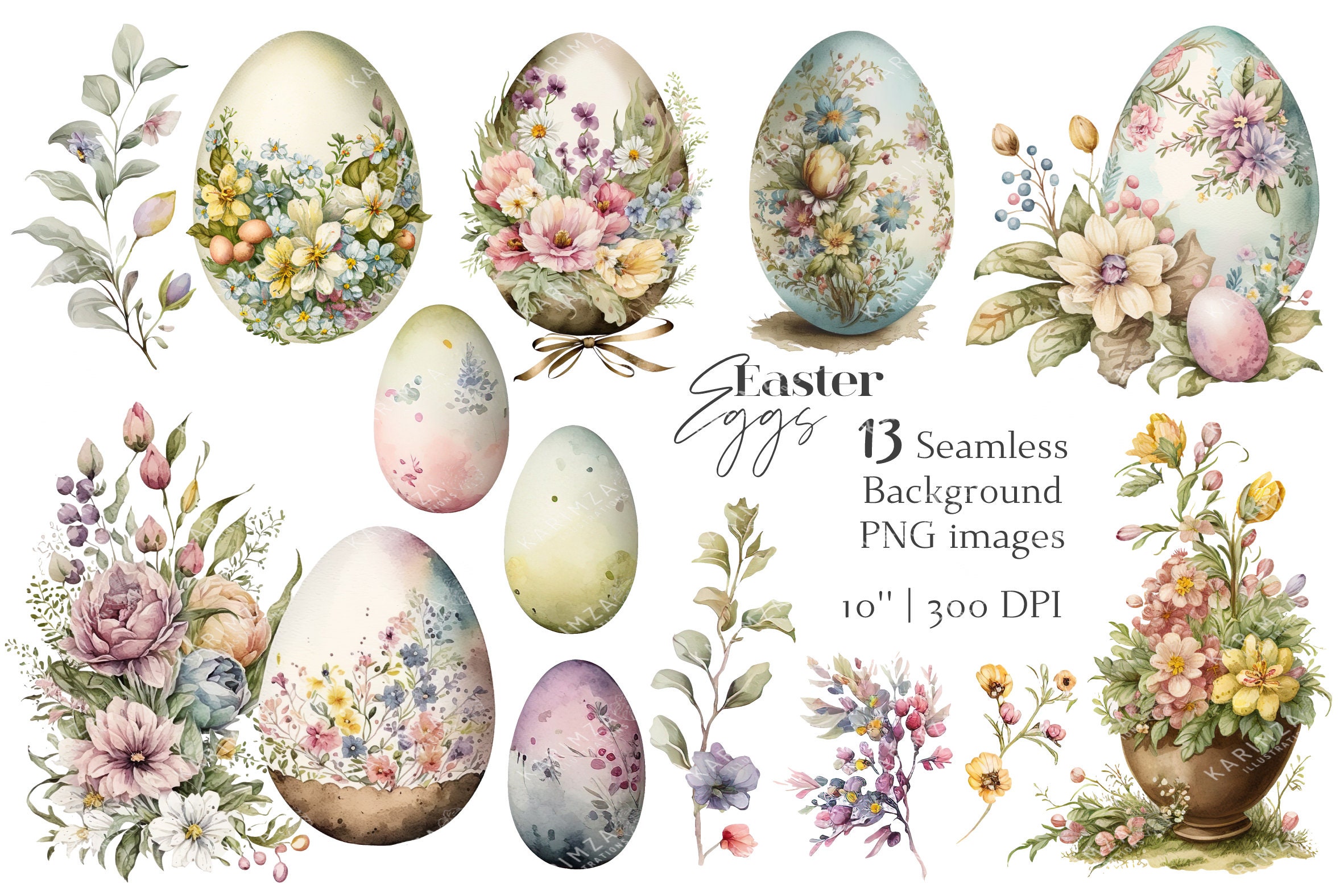 Watercolor Easter Eggs Clipart, Easter Egg PNG, Eggs With Flowers ...
