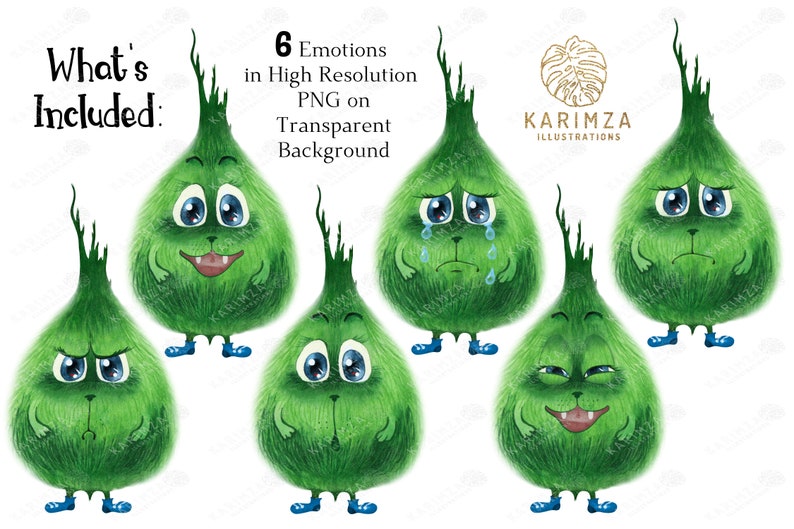 Cute Monster Clipart, Emotions Clipart for Kids, HAND-DRAWN Watercolor ...