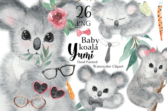Watercolor Koala PNG Clipart Baby Shower Invitation Boy Girl - Etsy