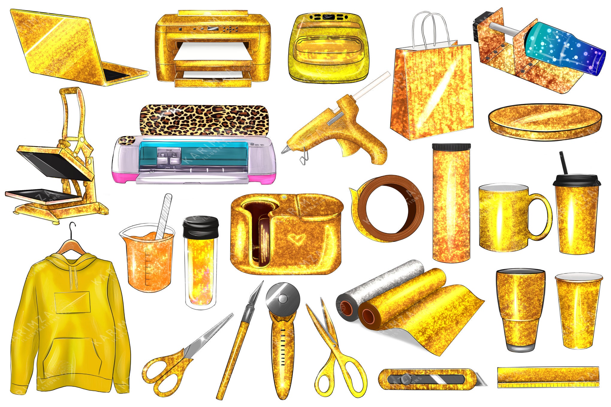 Crafting Clipart by Navka, Crafting Png, Cricut Machine PNG GOLD ...