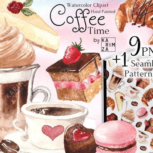 Coffee Cup Clipart Set Coffee Shop Cafe and Pastries Coffee - Etsy