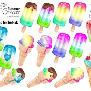 Summer Clipart, Watercolor Popsicle Clip Art, Ice Cream Clipart - Etsy