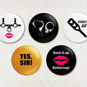 Bdsm Buttons Kinky Sex Pins 1-5 Pack Choose Your Design Buy | Etsy