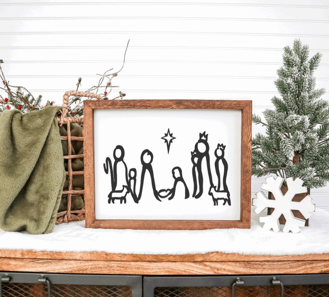 Abstract Nativity Scene, Christmas Nativity Sign, Nativity Home Decor ...