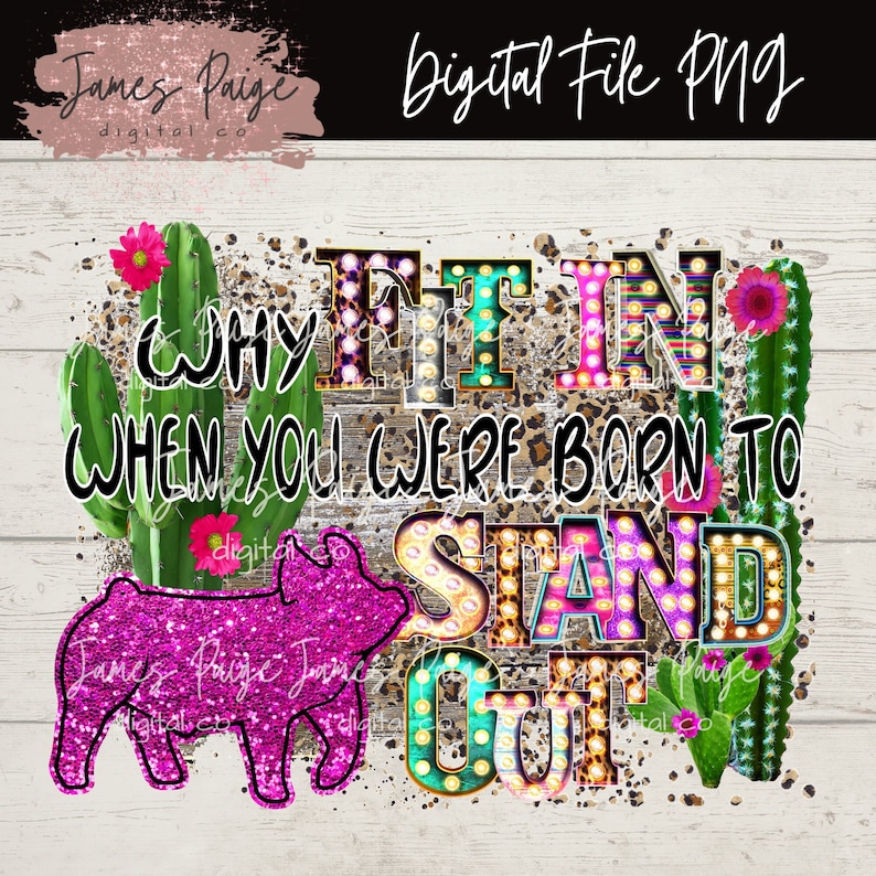 Why Fit in Show Pig Digital pig Sublimation Png Show Pig - Etsy