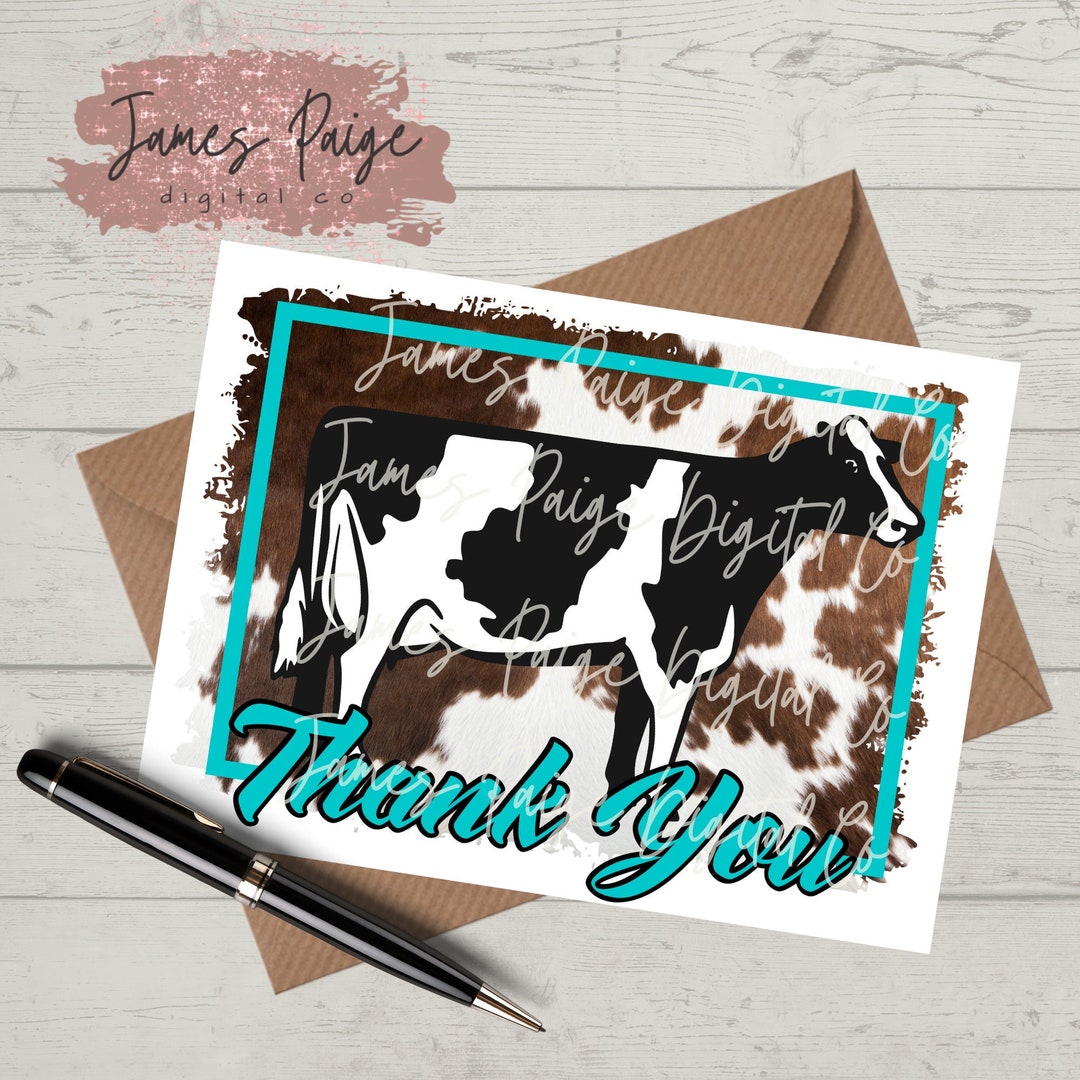 Thank You Note Digital File | Dairy Cow Thank You | Stock Show Design ...