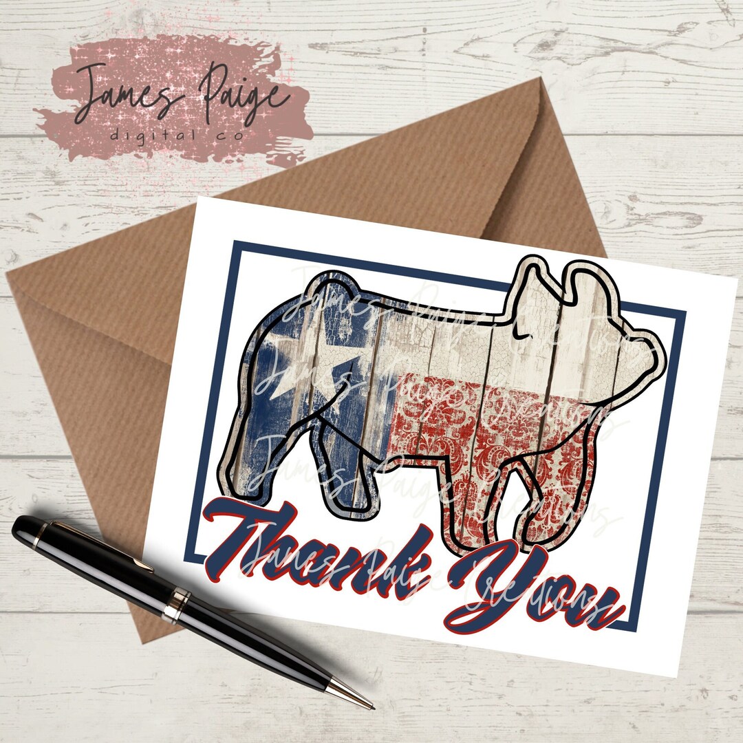 Thank You Note Digital File Show Pig Thank You Show Pig Design Premium ...