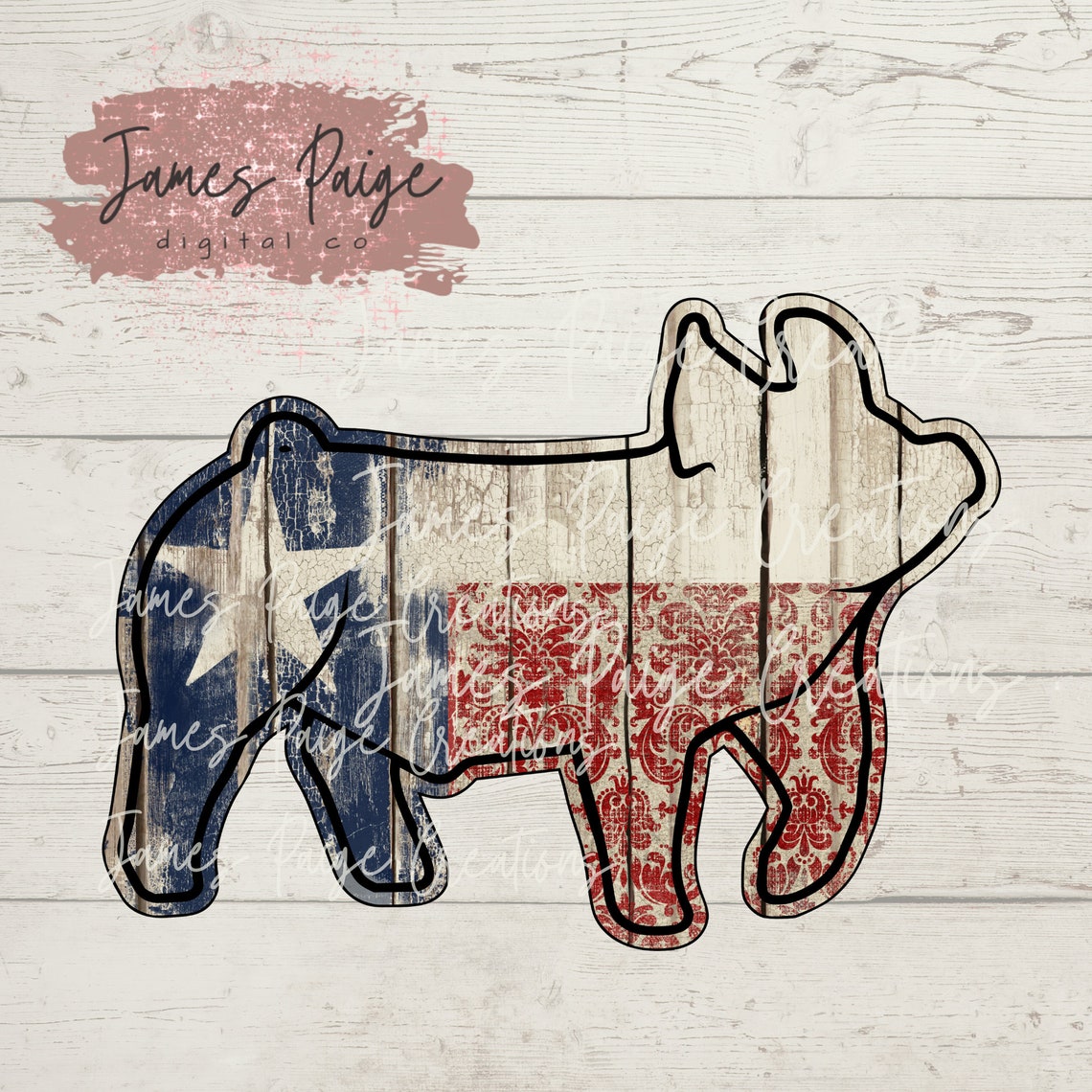 Patriotic Pig Show Pig Digital sublimation Png Show Pig - Etsy