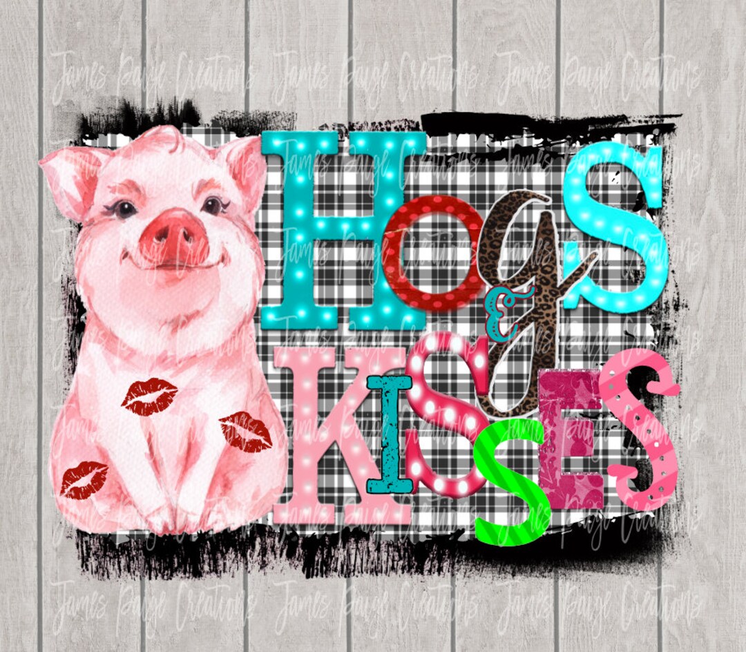 Hogs & Kisses Digital File Sublimation Watercolor Pig - Etsy