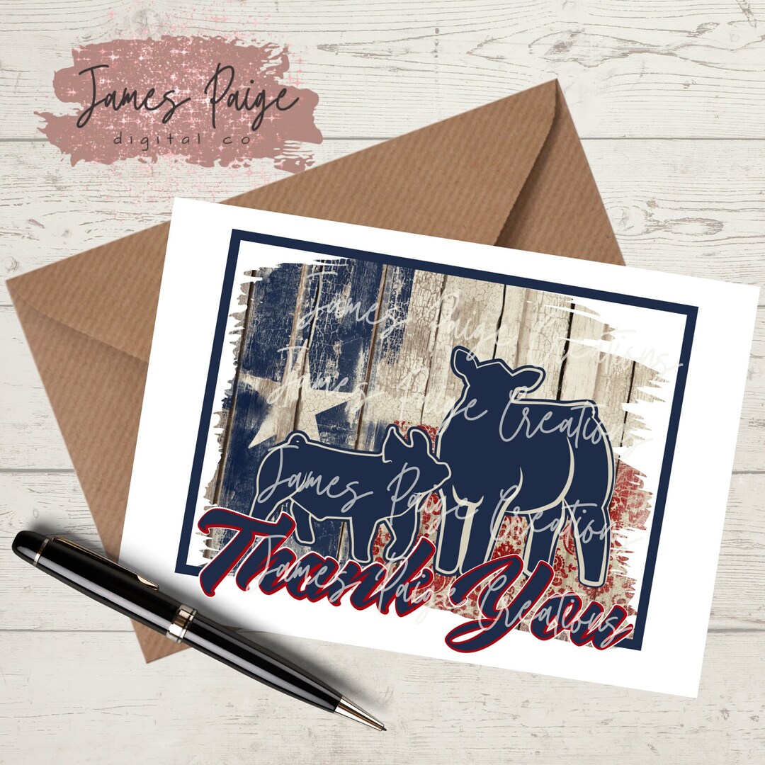 Thank You Note Digital File | Show Steer & Pig Thank You | Show Pig ...