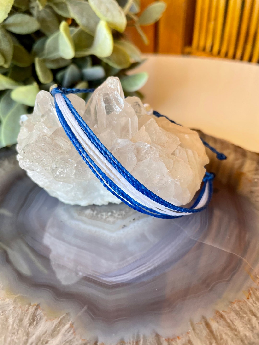 Thin White Line Adjustable Wax String Bracelet/anklet, EMS Support ...