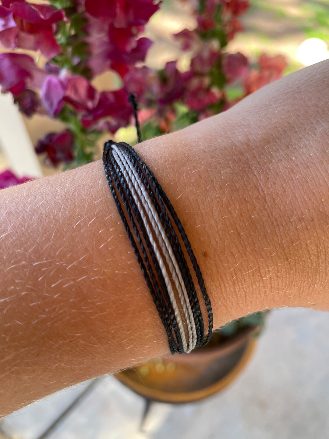 Thin Grey Line Bracelet, Thin Silver Line Bracelet, Adjustable Bracelet ...