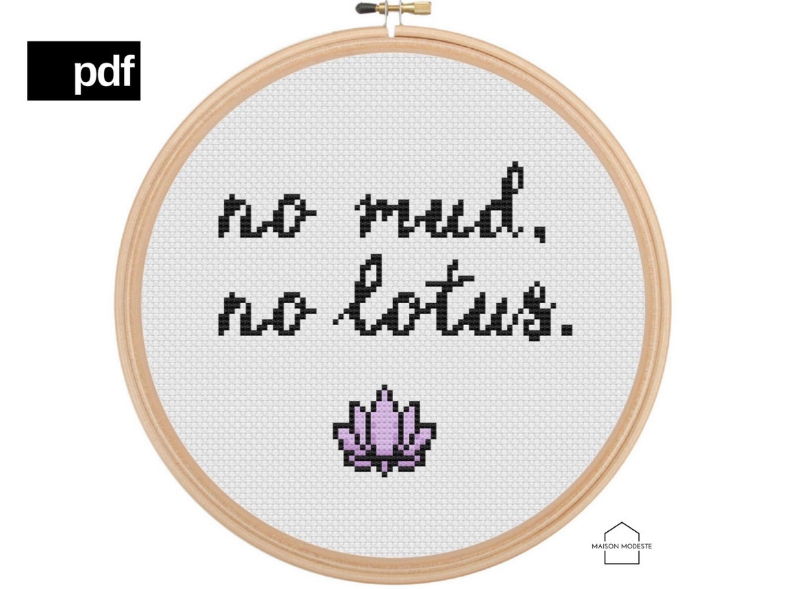 Lotus Flower Cross Stitch Pattern Inspirational Modern Cross - Etsy