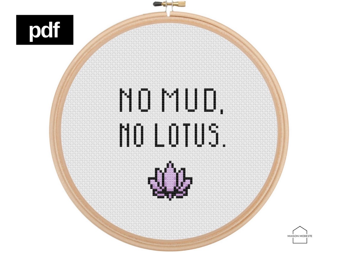 Lotus Flower Cross Stitch Pattern Inspirational Modern Cross - Etsy