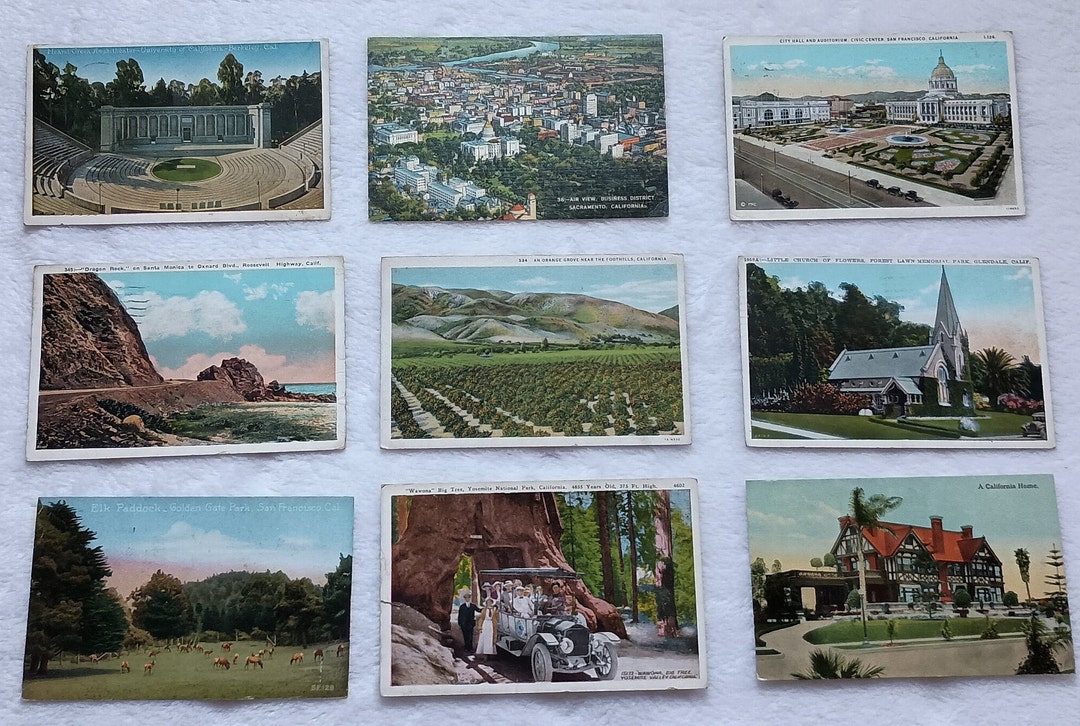9 1920s Postcards From California - Etsy