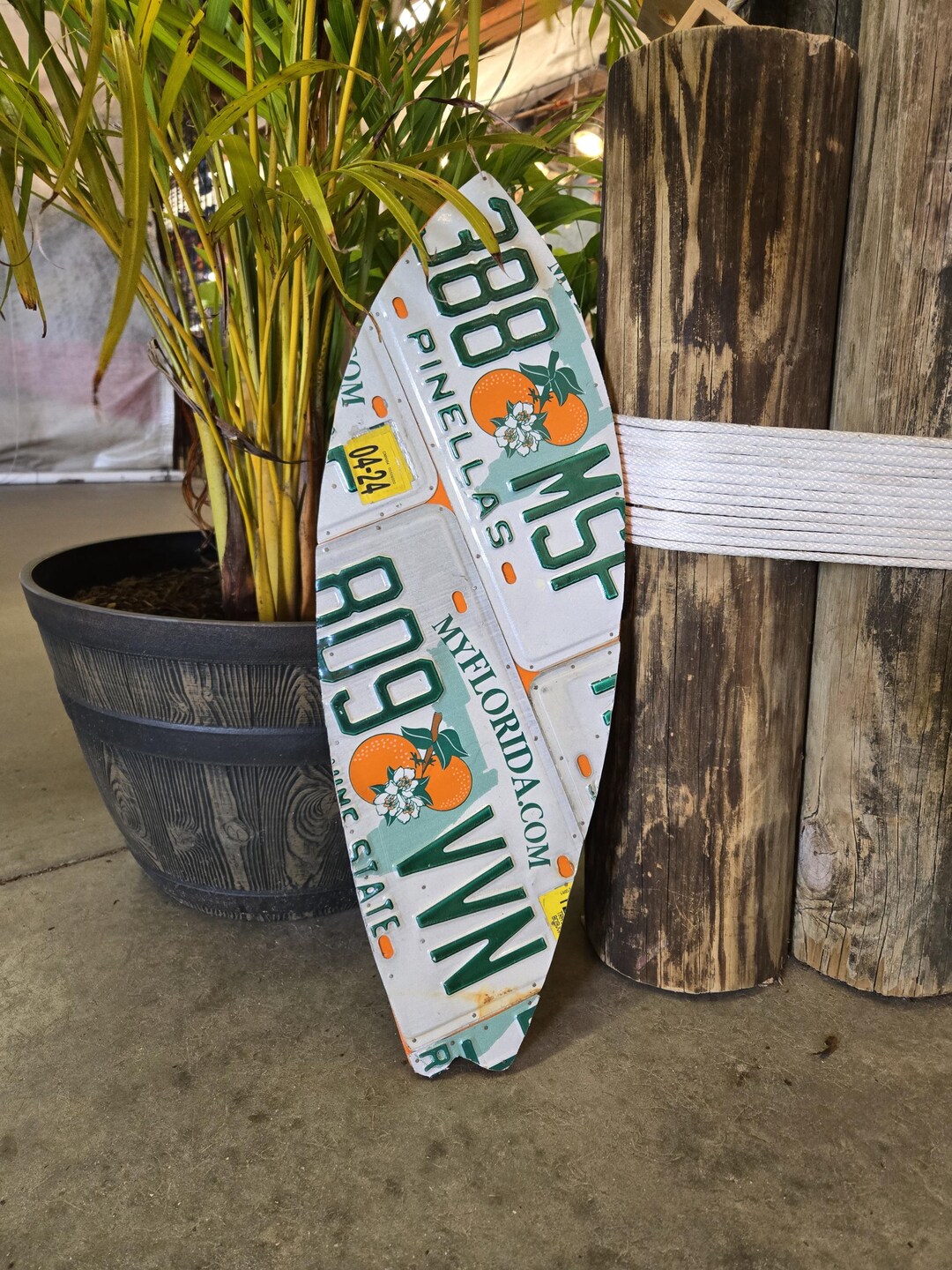 Mini Surfboard Sign - Florida License Plates - Etsy