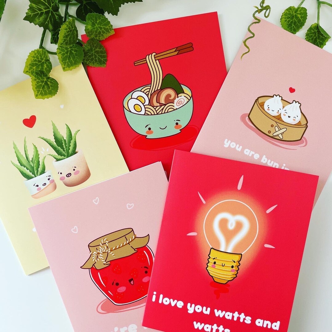 Cute Illustrated Valentines Day Cards - Puns - Cards for Your Crush - Etsy