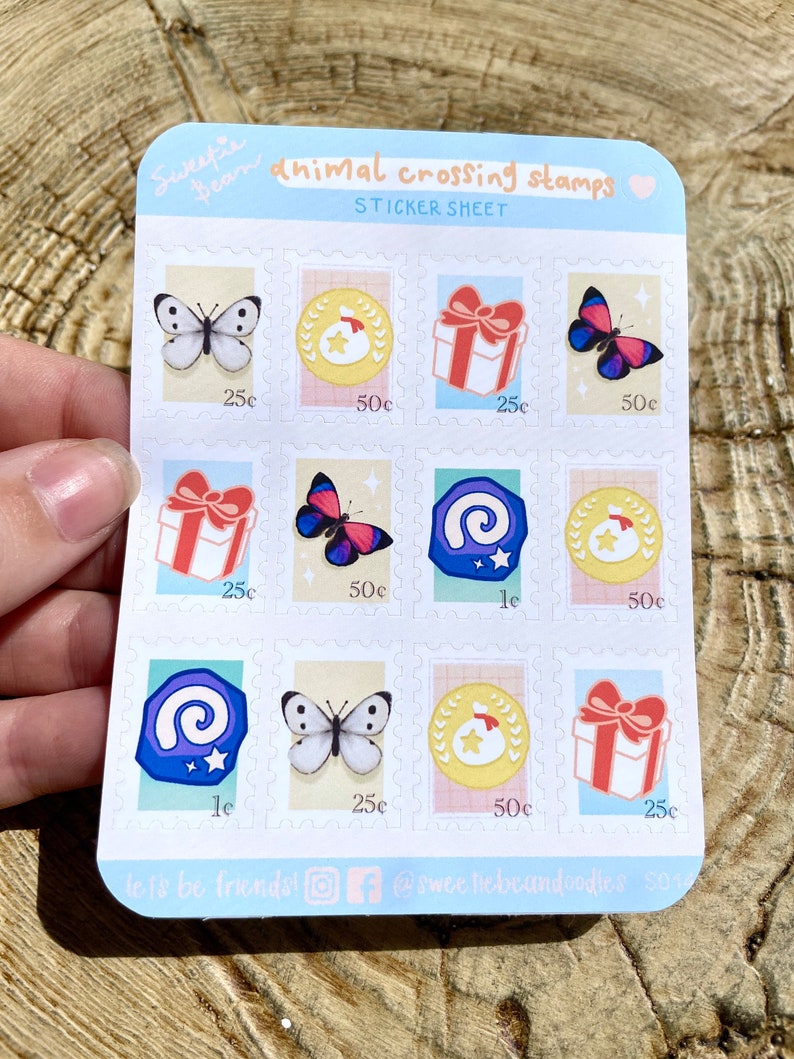 Animal Crossing Stamps Stickers - Hand Drawn Vinyl Planner Stickers - Etsy
