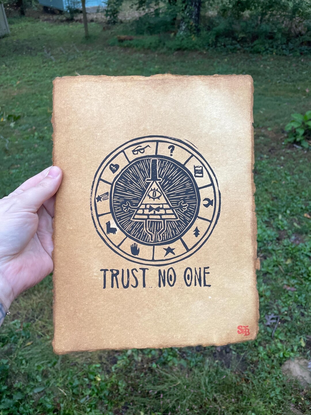 Bill Cipher 8inx10in Hand Carved/printed - Block Print - Etsy