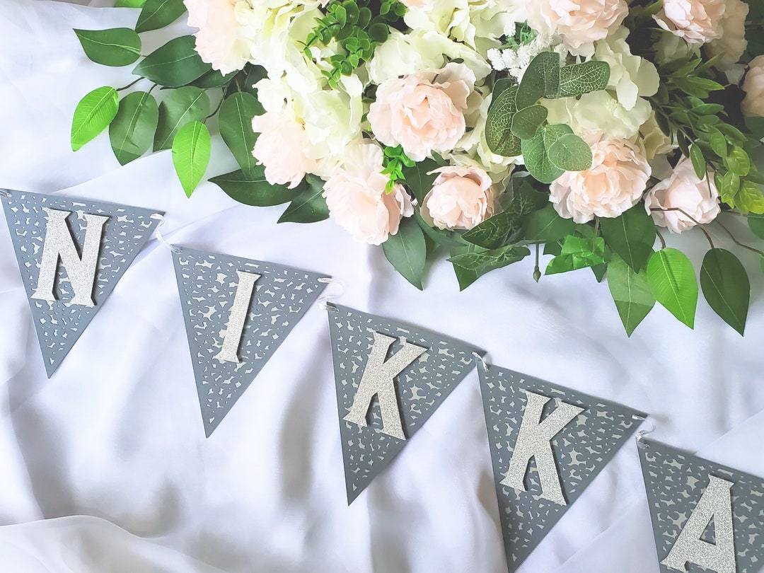 Grey Handmade Nikkah Banner for Muslim Wedding, Shaadi Mubarak Garland ...