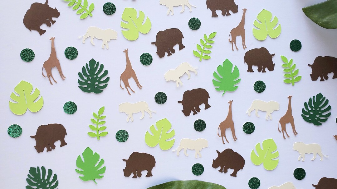 Safari Leaves Confetti, Jungle Confetti, Tropical Confetti, Safari ...