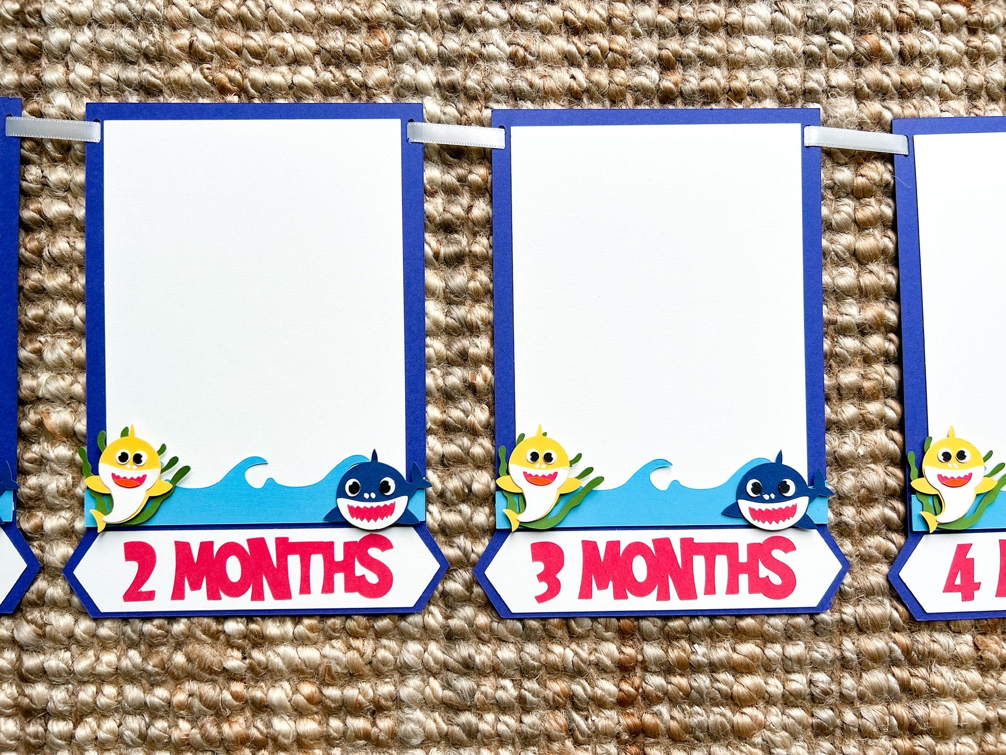 12 Months Milestone Banner for Baby Shark Themed Party, Monthly Photo ...