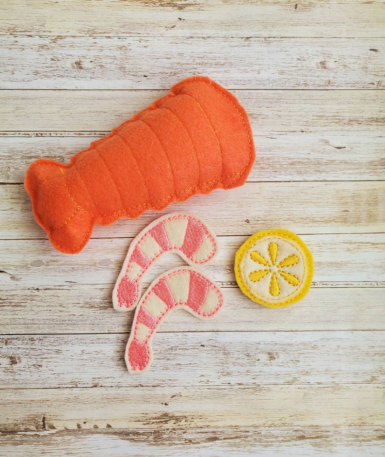 Felt Play Food Felt Lobster Dinner Felt Shrimp Dinner - Etsy
