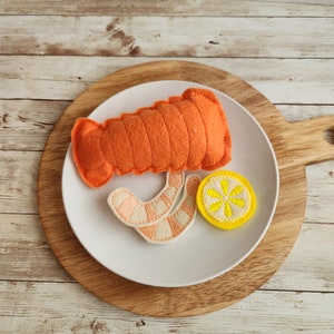 Felt Play Food, Felt Lobster Dinner, Felt Shrimp Dinner, Pretend Play ...