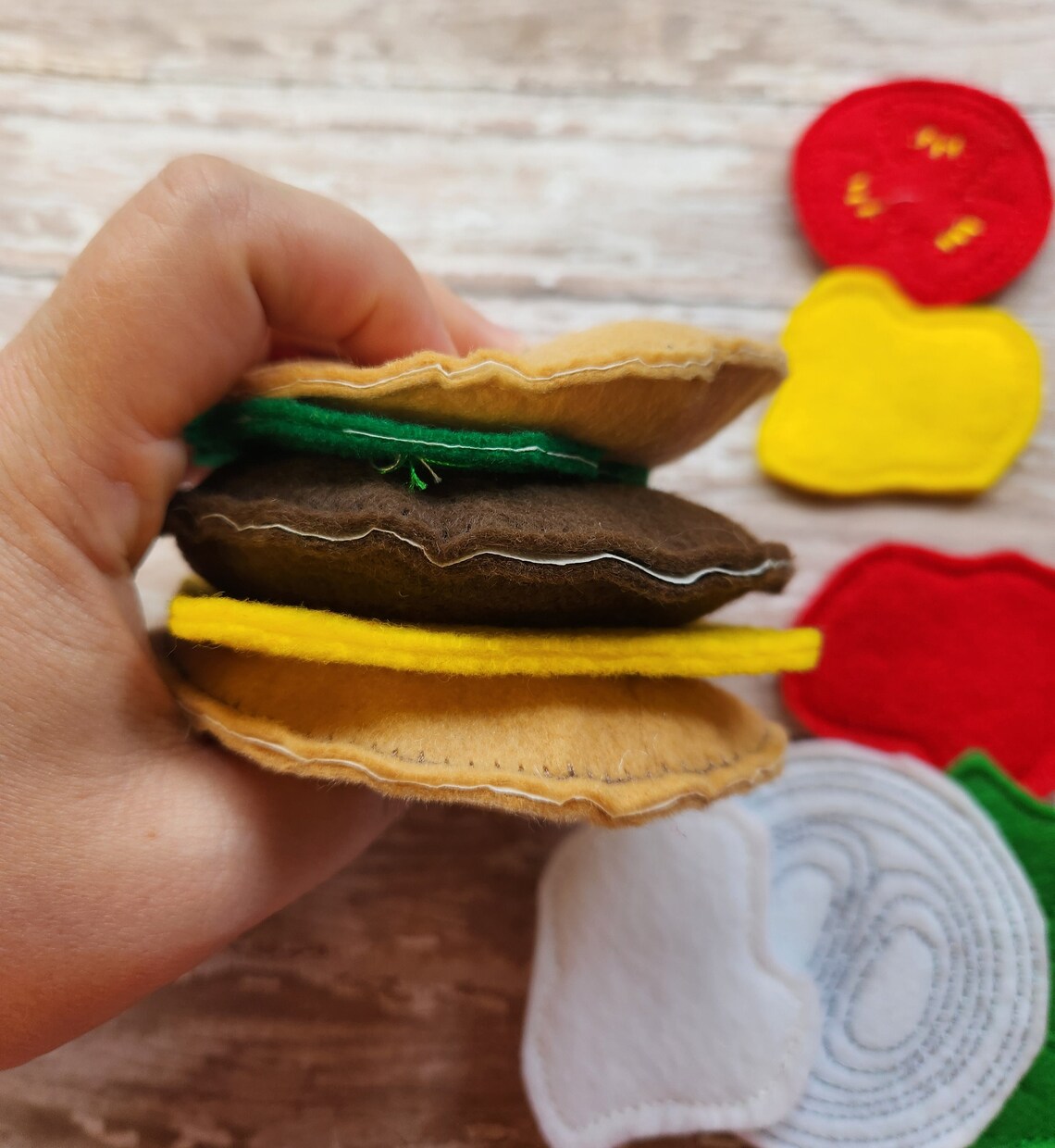 Felt Hamburger, Felt Cheese Burger, Pretend Hamburger, Pretend Play ...